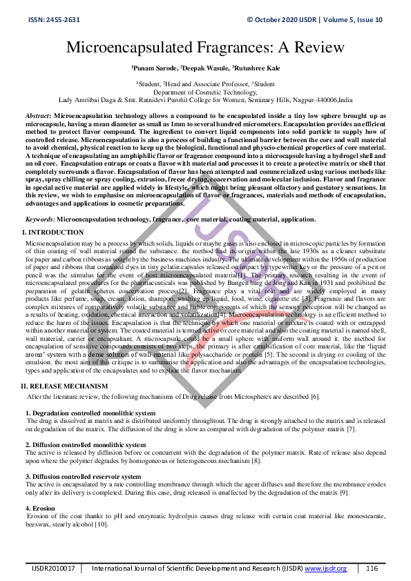 (PDF) Microencapsulated Fragrances: A Review