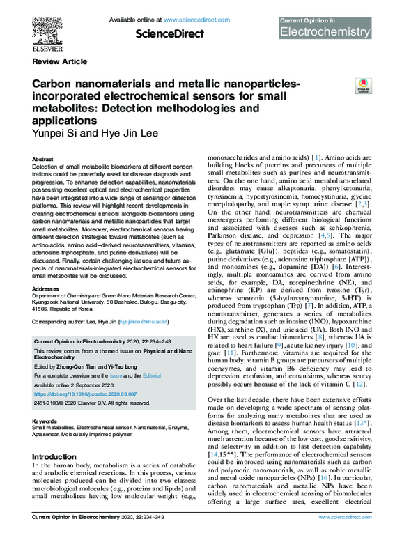 (PDF) Carbon nanomaterials and metallic nanoparticles-incorporated electrochemical sensors for ...