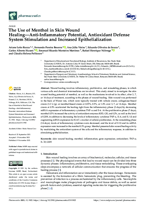 (PDF) The Use of Menthol in Skin Wound Healing—Anti-Inflammatory ...