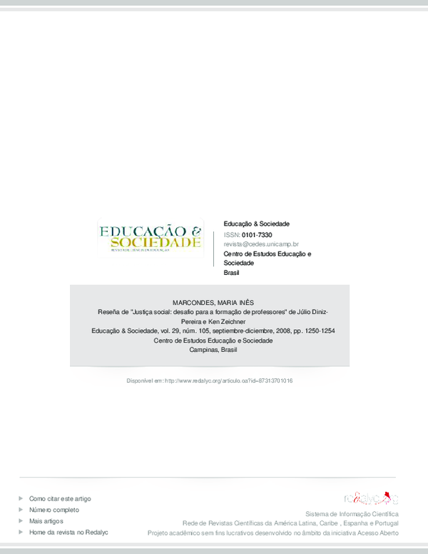 (PDF) Reseña de "Justiça social: desafio para a formação de professores ...