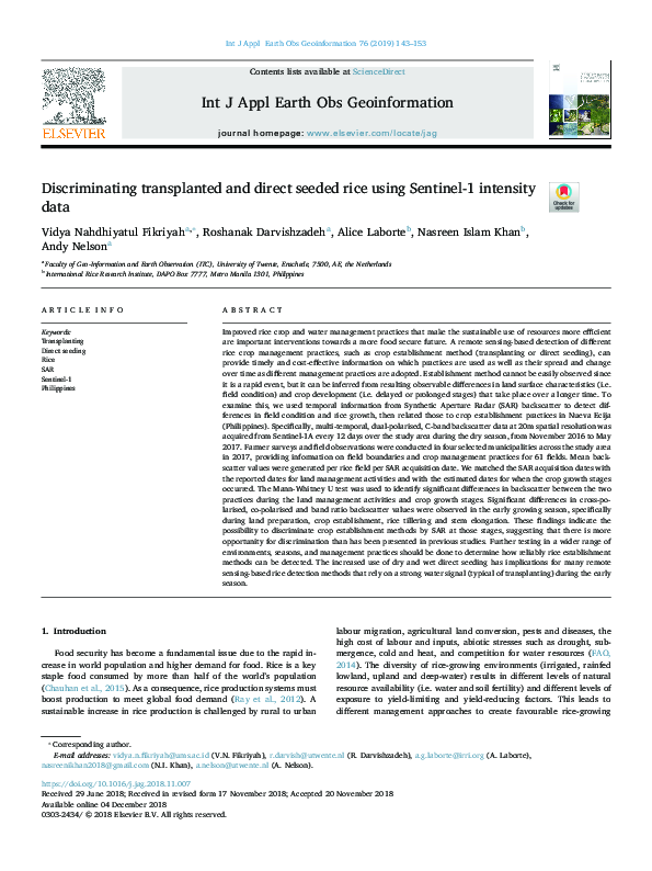 (PDF) Water Footprint of Transplanted and Direct seeded rice