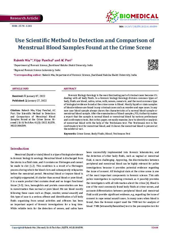 (PDF) Use Scientific Method to Detection and Comparison of Menstrual ...