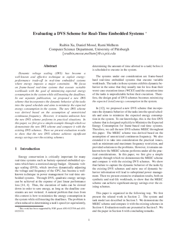(PDF) Evaluating a dvs scheme for real-time embedded systems