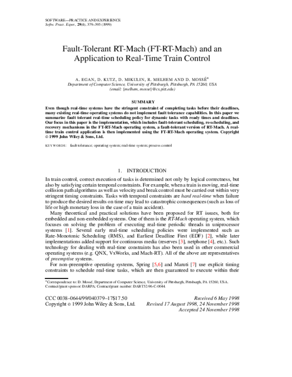 (PDF) Fault-tolerant RT-Mach (FT-RT-Mach) and an application to real ...