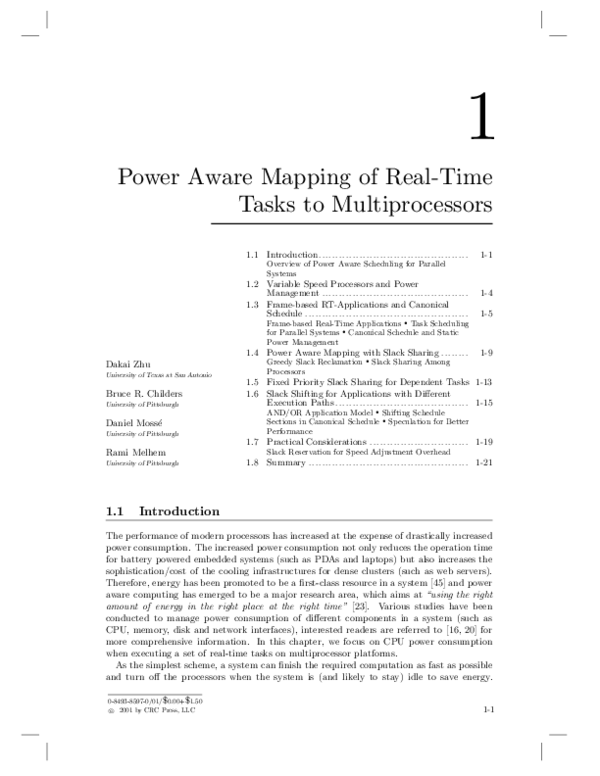 Pdf Power Aware Mapping Of Real Time Tasks To Multiprocessors