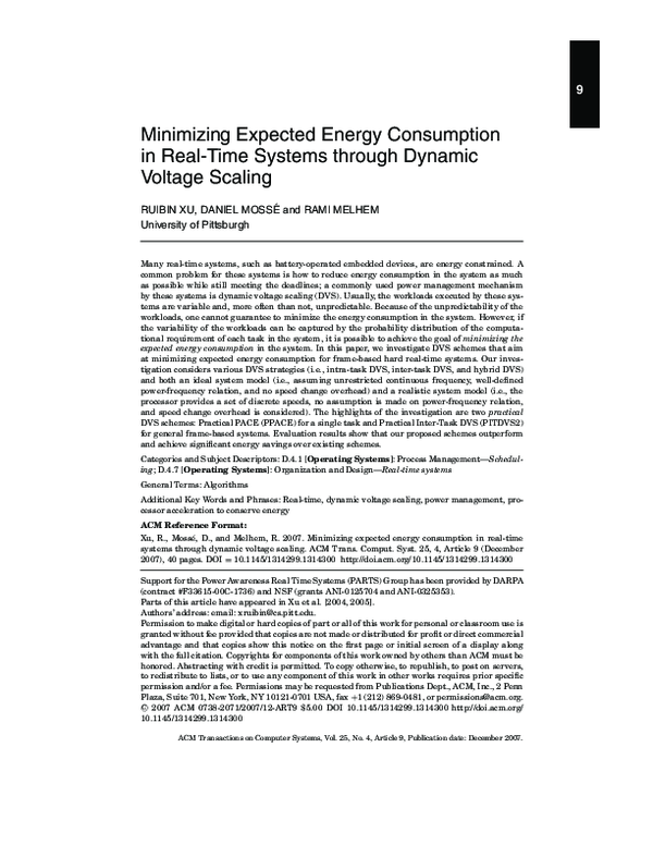 (PDF) Minimizing expected energy consumption in real-time systems through dynamic voltage scaling
