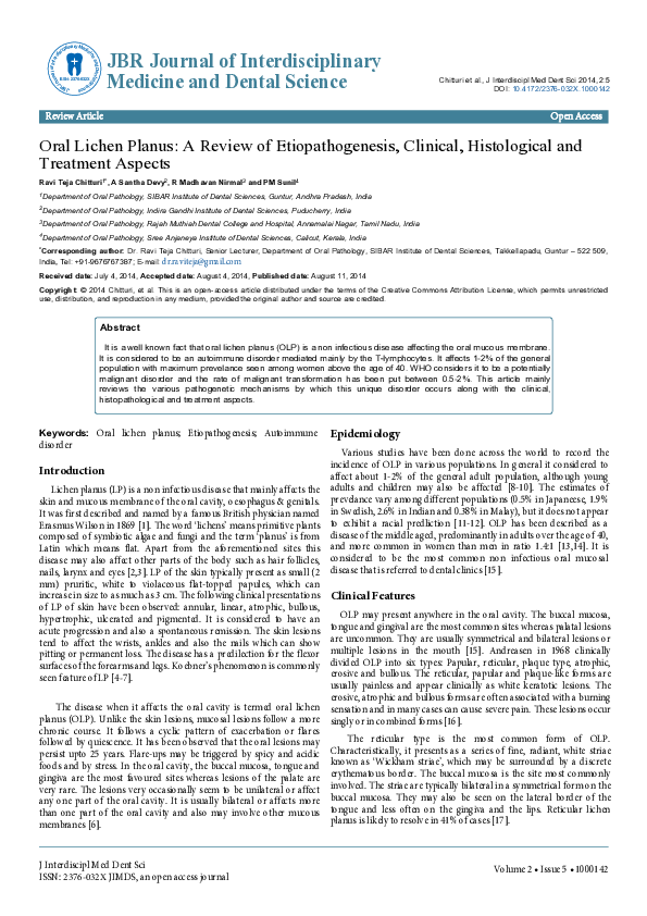 (PDF) Oral Lichen Planus: Etiology, Clinical Features, and Treatment