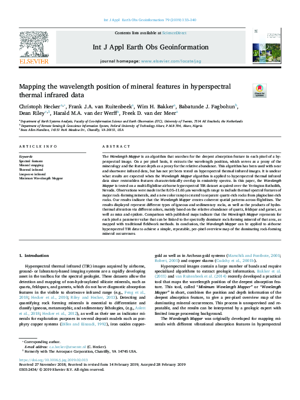 (PDF) Mapping the wavelength position of mineral features in hyperspectral thermal infrared data