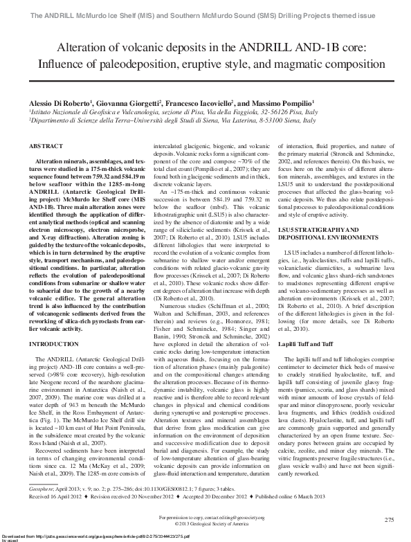 (PDF) Alteration of volcanic deposits in the ANDRILL AND-1B core ...