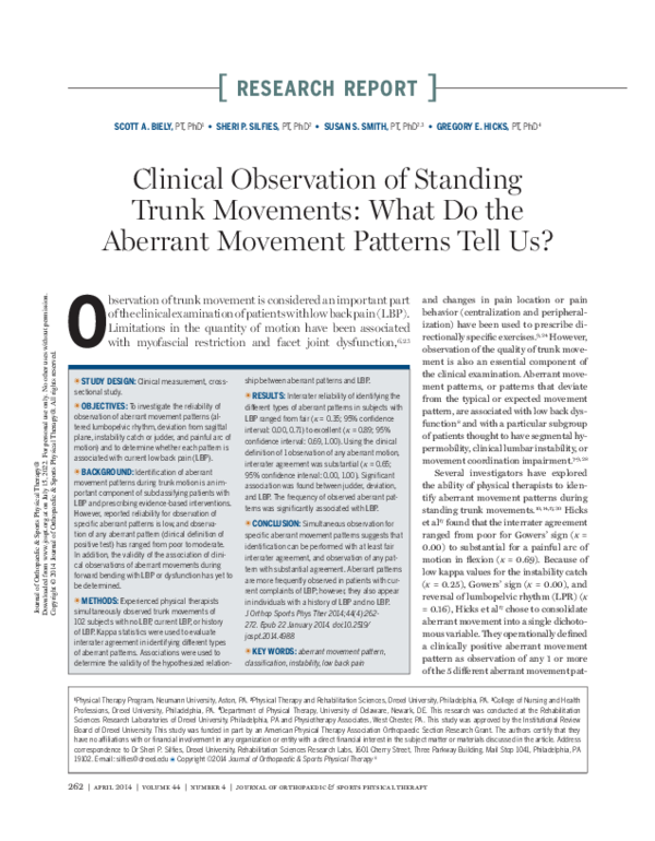 (PDF) Clinical Observation of Standing Trunk Movements: What Do the ...