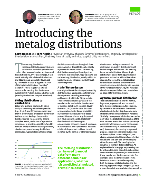 (PDF) Introducing the Metalog Distributions