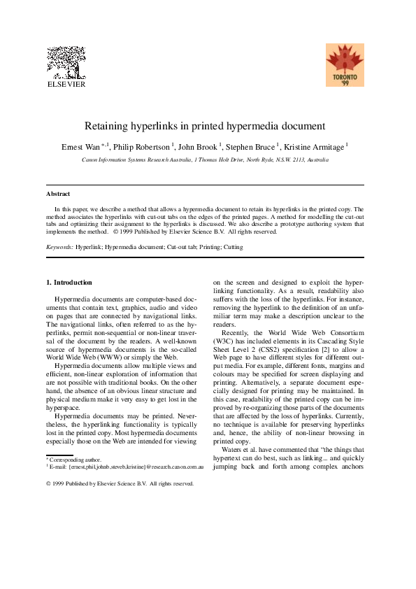 (PDF) Retaining hyperlinks in printed hypermedia document | John Brook - Academia.edu
