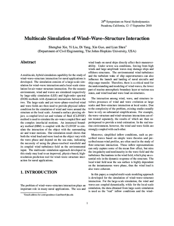Pdf Multiscale Simulation Of Wind Wave Structure Interaction