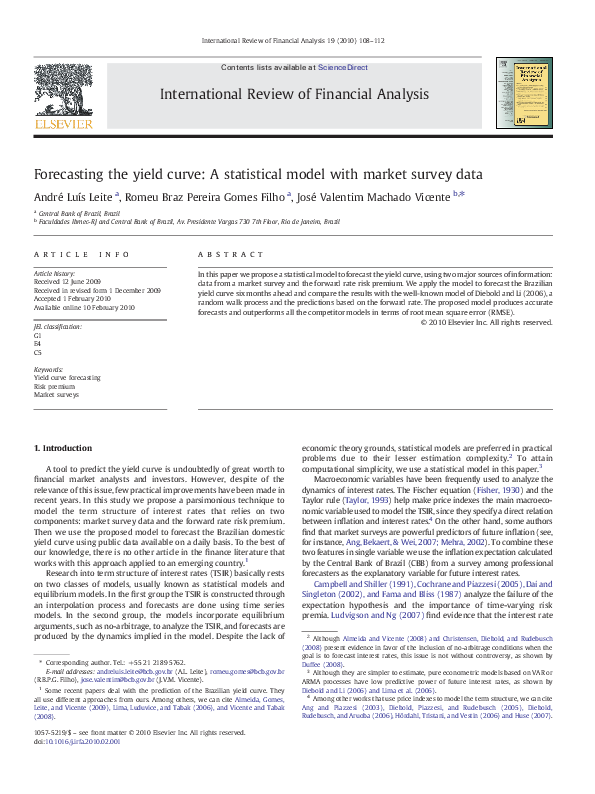 Pdf Forecasting The Yield Curve A Statistical Model With Market Survey Data