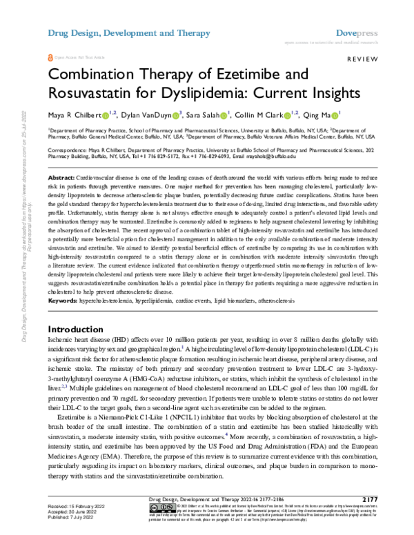 (PDF) Combination Therapy of Ezetimibe and Rosuvastatin for ...