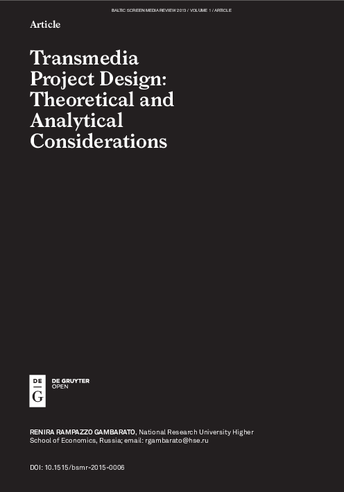 (PDF) Transmedia Project Design: Theoretical and Analytical Considerations