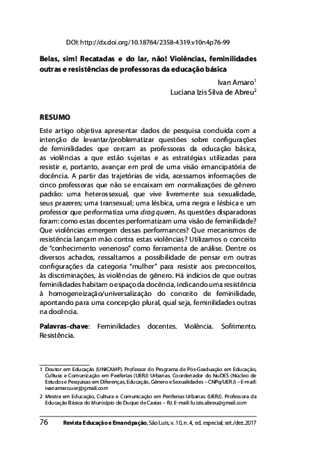 (PDF) Belas, sim! Recatadas e do lar, não! Violências, feminilidades ...