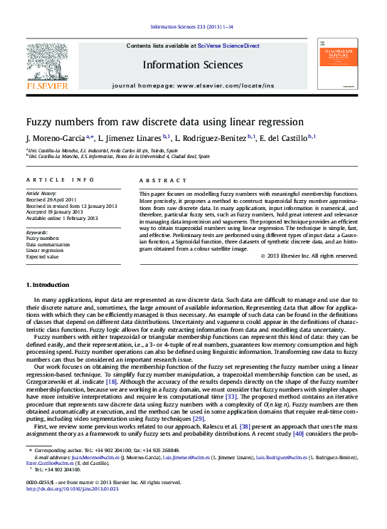 (PDF) Fuzzy numbers from raw discrete data using linear regression