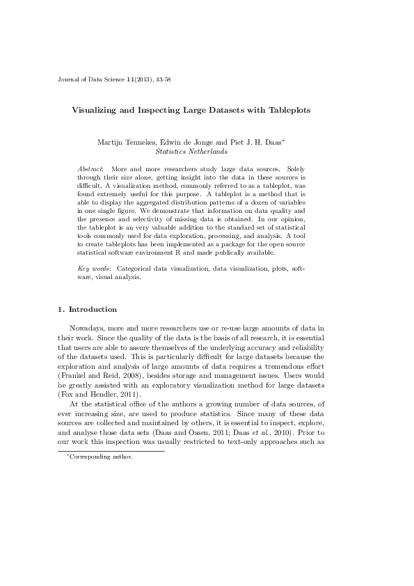 Pdf Visualizing And Inspecting Large Datasets With Tableplots