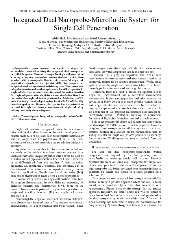 (PDF) Integrated dual nanoprobe-microfluidic system for single cell penetration