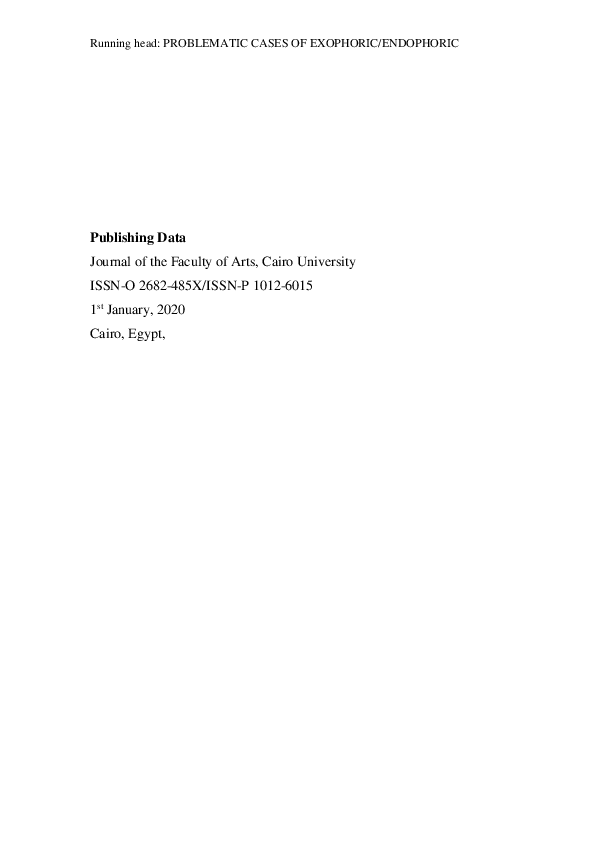 (PDF) Problematic Cases of Exophoric/Endophoric Reference in Two Modern ...