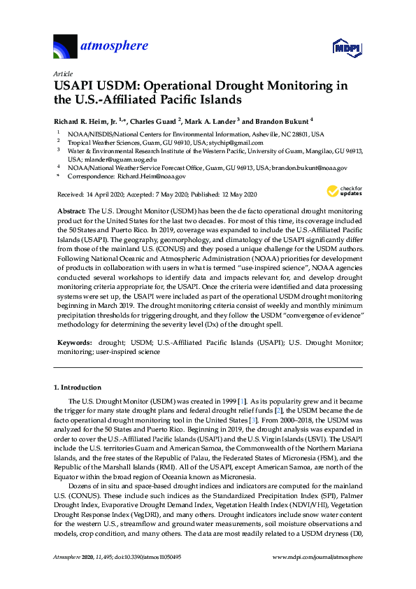 (PDF) USAPI USDM: Operational Drought Monitoring in the U.S.-Affiliated ...