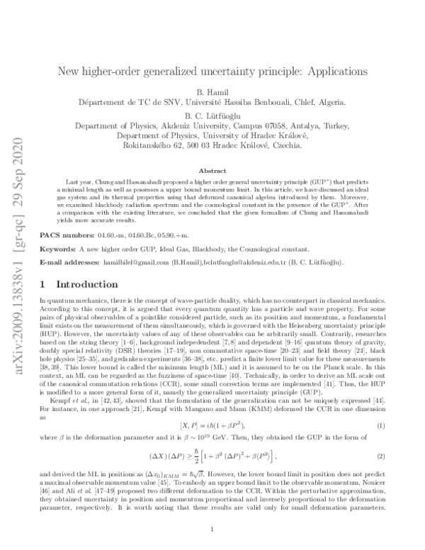 (PDF) New Higher-Order Generalized Uncertainty Principle: Applications