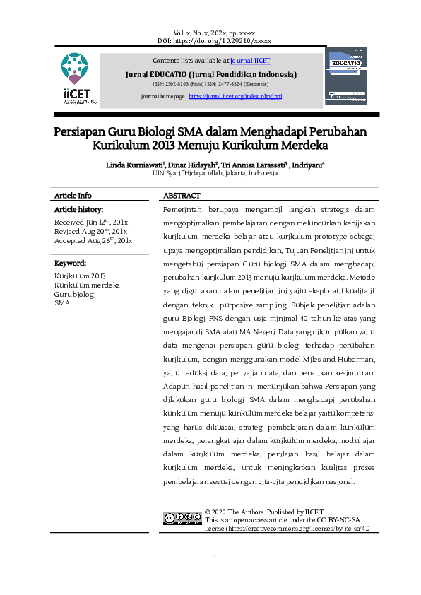 (PDF) Jurnal EDUCATIO (Jurnal Pendidikan Indonesia)