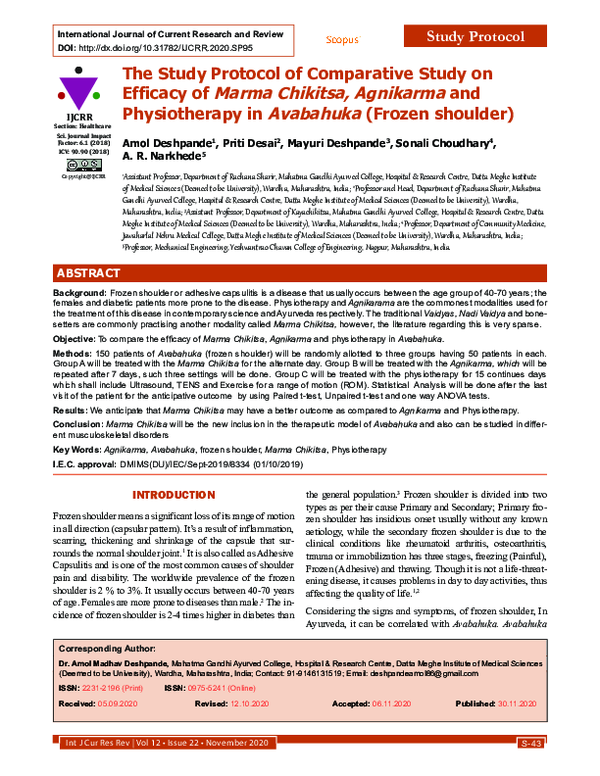 (PDF) The Study Protocol of Comparative Study on Efficacy of Marma ...