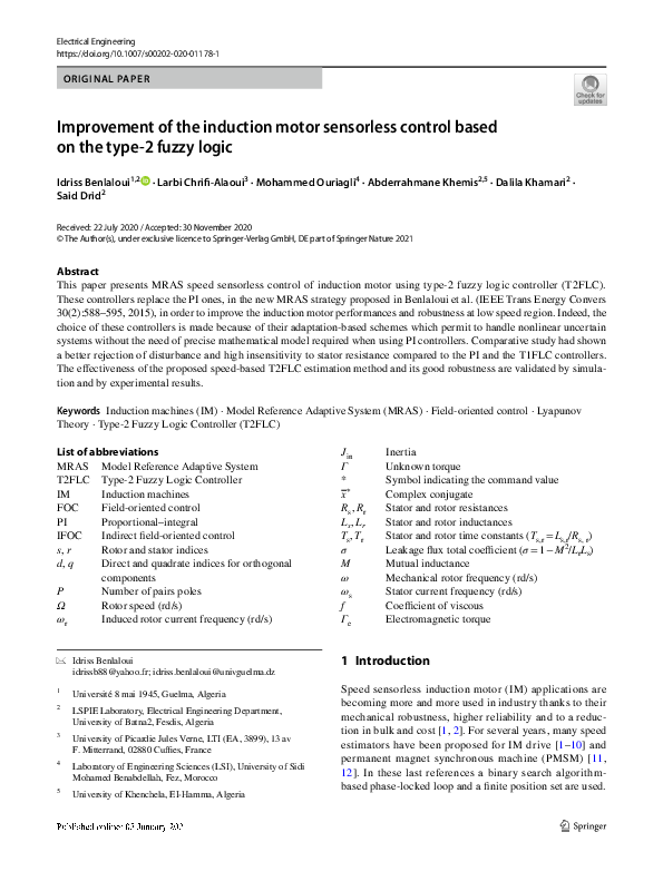 Improvement of the induction motor sensorless control based on the type-2 fuzzy logic