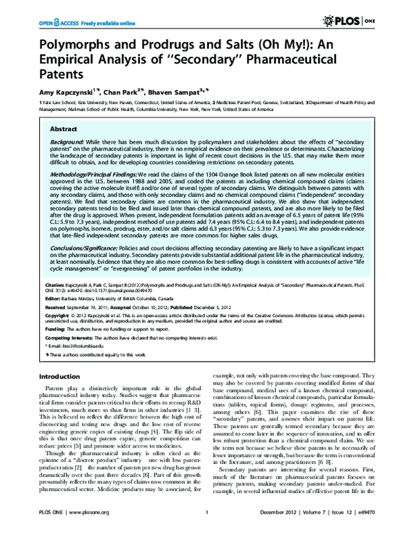 (PDF) Polymorphs and Prodrugs and Salts (Oh My!): An Empirical Analysis ...