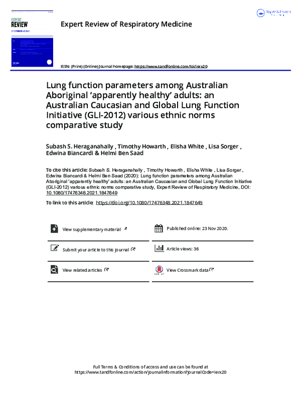 (PDF) Lung function parameters among Australian Aboriginal ‘apparently ...