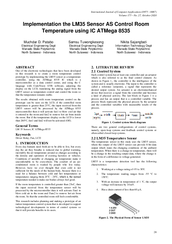 (PDF) Implementation the LM35 Sensor AS Control Room Temperature using IC ATMega 8535