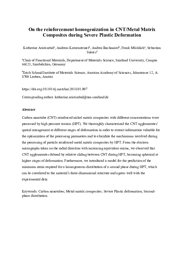 (PDF) On the reinforcement homogenization in CNT/metal matrix ...