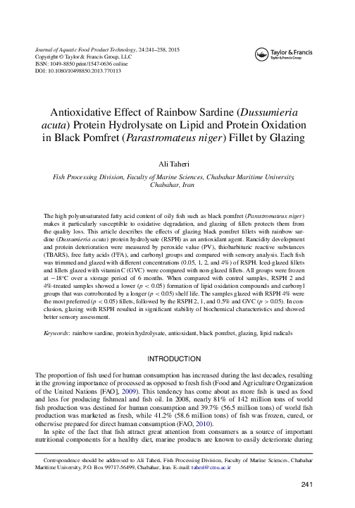 (PDF) Antioxidative Effect of Rainbow Sardine (Dussumieria acuta ...
