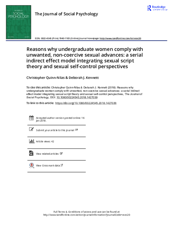 (PDF) Reasons why undergraduate women comply with unwanted, non-coercive sexual advances: A ...