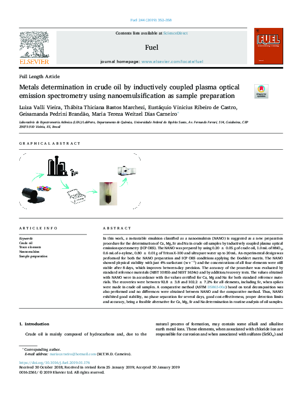 (PDF) Metals determination in crude oil by inductively coupled plasma optical emission ...