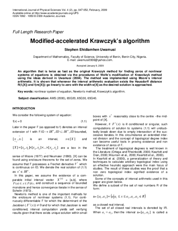 (PDF) Modified-accelerated Krawczyks algorithm