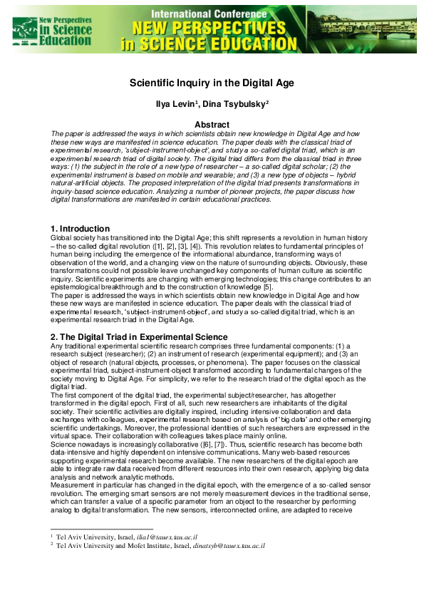 (PDF) Scientific Inquiry in the Digital Age