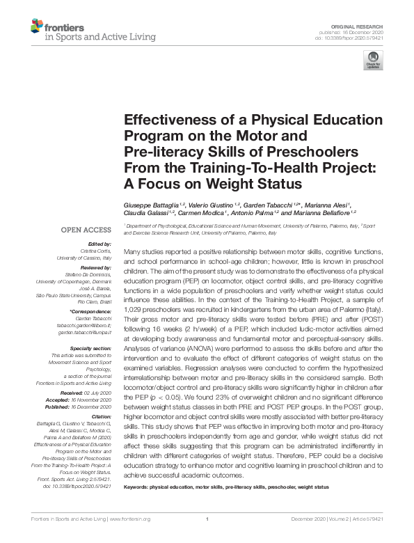 (PDF) Effectiveness of a Physical Education Program on the Motor and ...