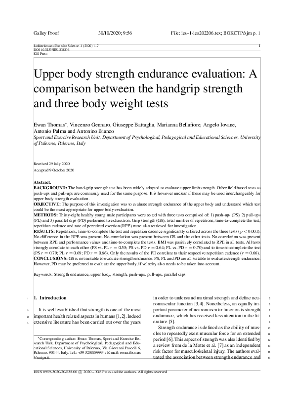 (PDF) Upper body strength endurance evaluation: A comparison between ...