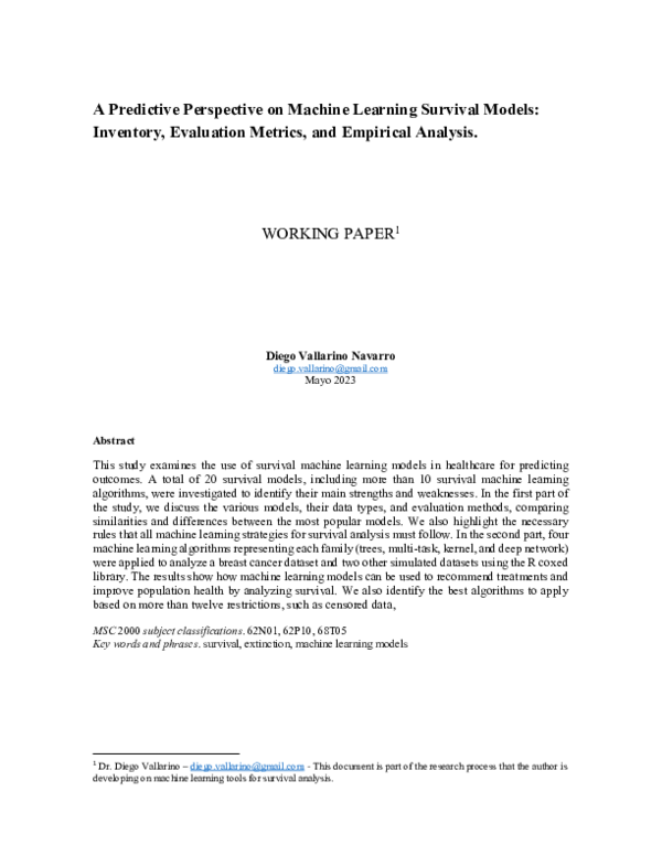 (PDF) A Predictive Perspective on Machine Learning Survival Models ...
