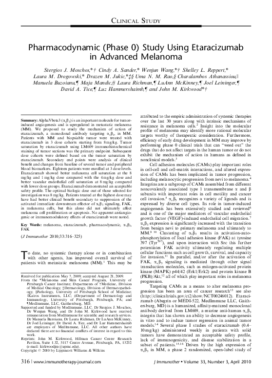 (PDF) Pharmacodynamic (Phase 0) Study Using Etaracizumab in Advanced ...