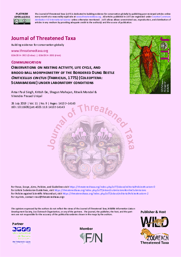 (PDF) Observations on nesting activity, life cycle, and brood ball ...