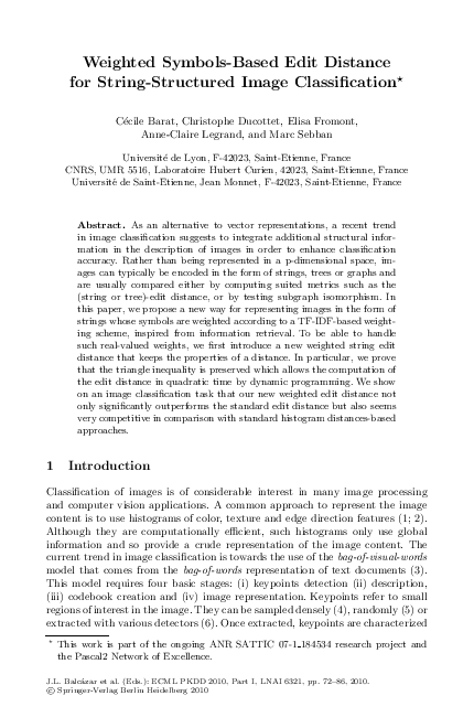 (PDF) Weighted Symbols-Based Edit Distance for String-Structured Image Classification