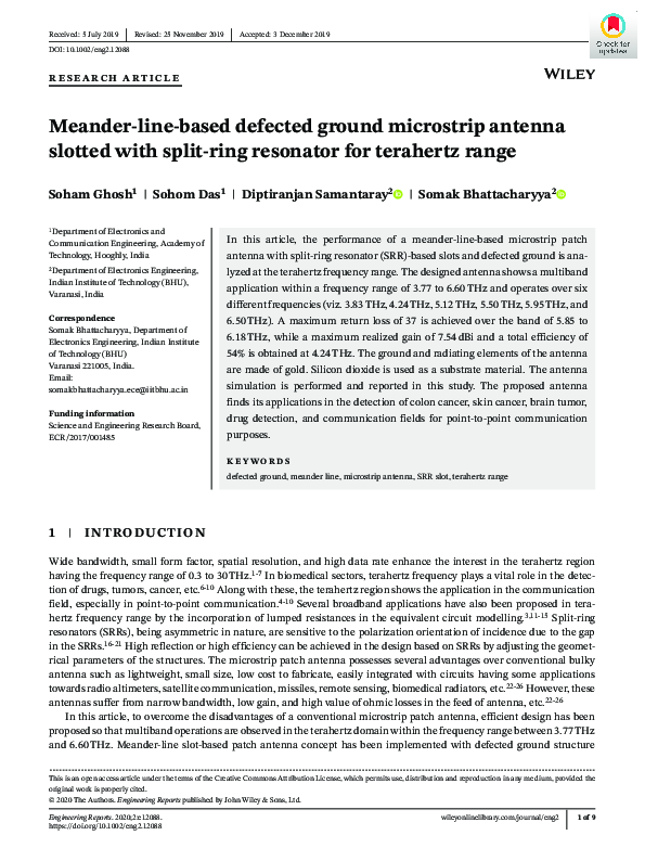 Pdf Meander‐line‐based Defected Ground Microstrip Antenna Slotted With Split‐ring Resonator