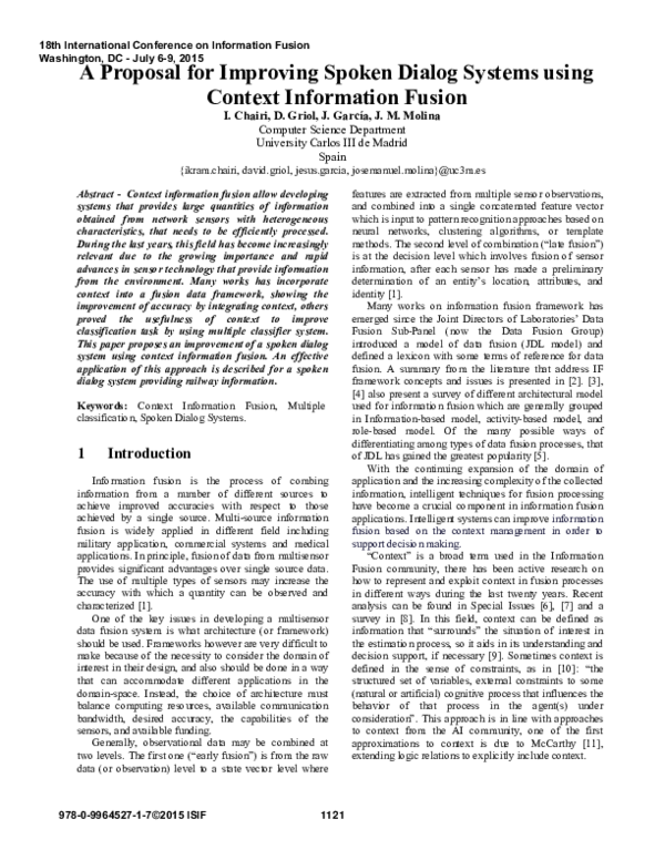 (PDF) A proposal for improving spoken dialog systems using context information fusion