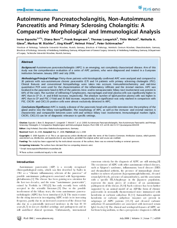 (PDF) Autoimmune Pancreatocholangitis, Non-Autoimmune Pancreatitis and ...