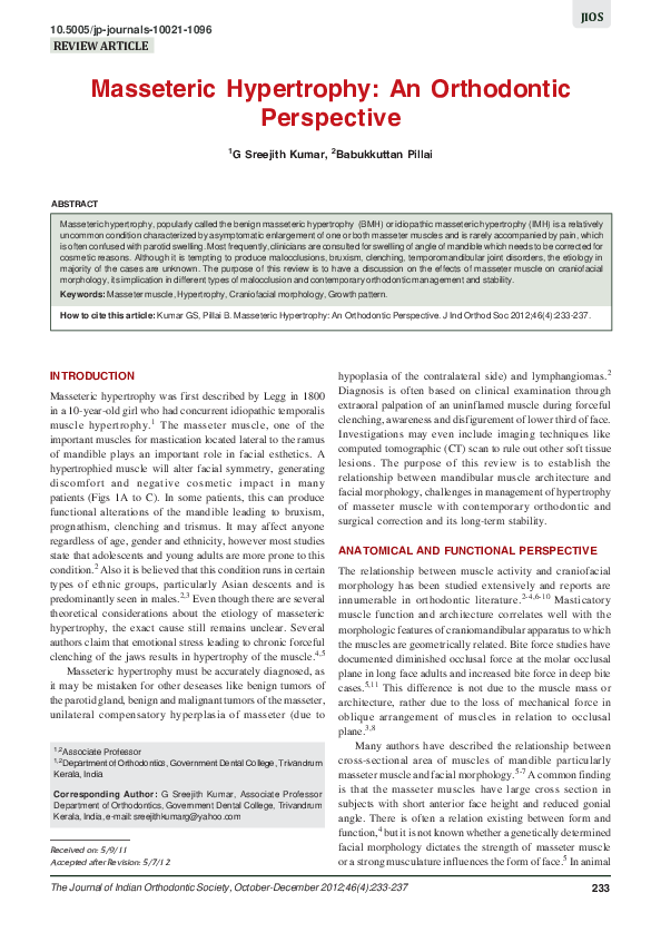 (PDF) Masseteric Hypertrophy: An Orthodontic Perspective