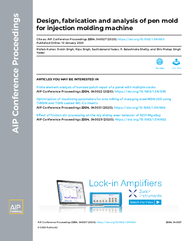 (PDF) Design, fabrication and analysis of pen mold for injection ...